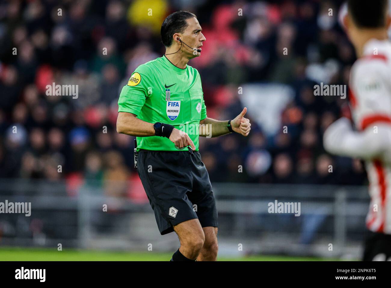 EINDHOVEN, NETHERLANDS - FEBRUARY 26: referee Serdar Gozubuyuk during ...