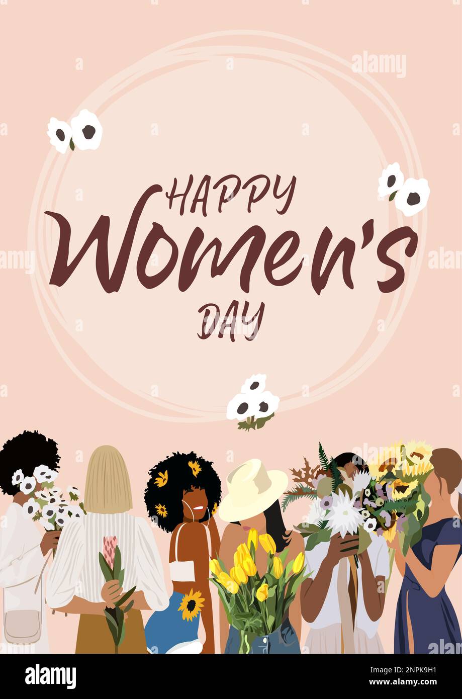 Happy Womens Day greeting card template vector Stock Vector Image & Art ...