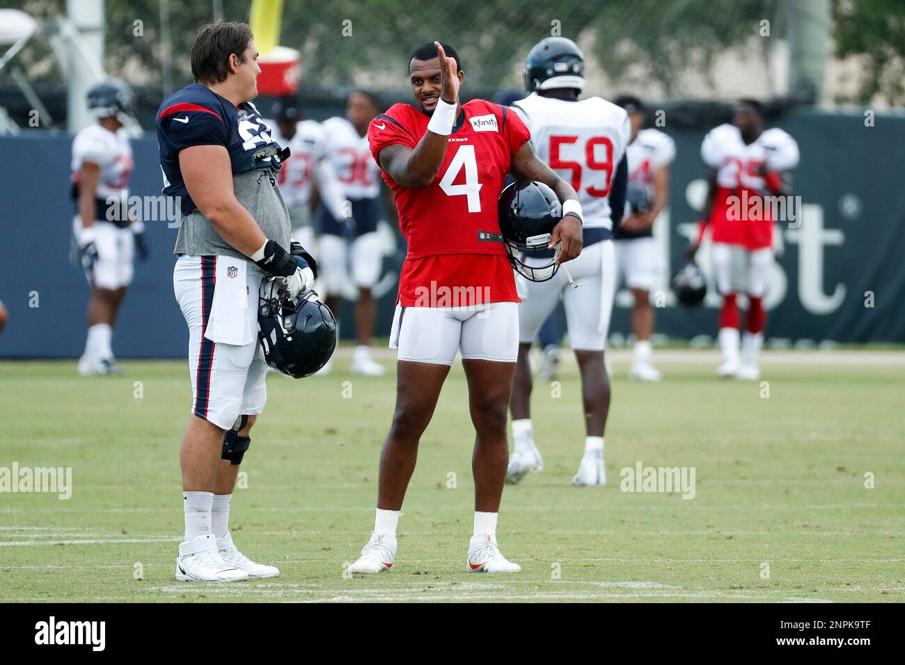 Houston Texans center Nick Martin (66) and quarterback Deshaun Watson ...