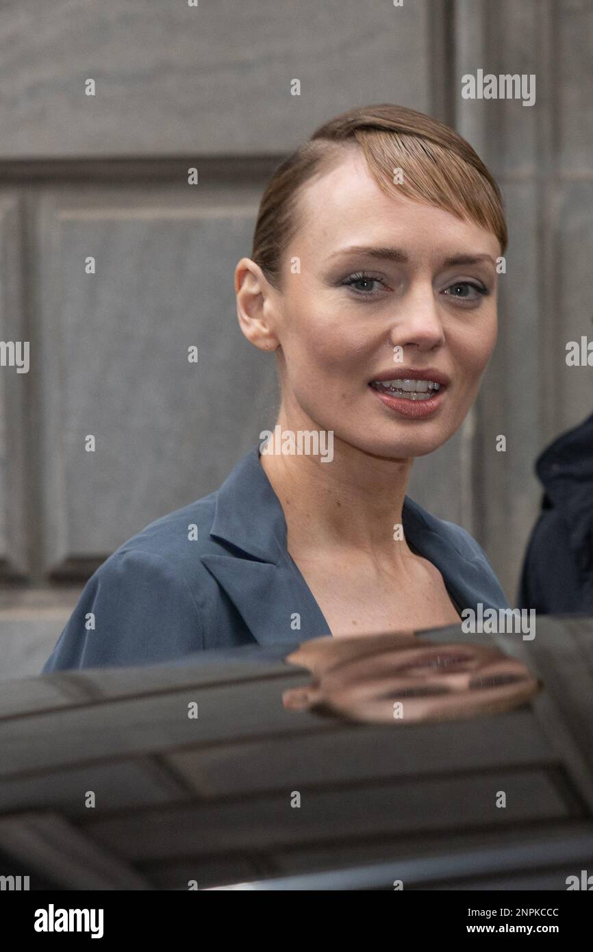 Laura Haddock attends the Armani fashion show during Milan Fashion Week ...