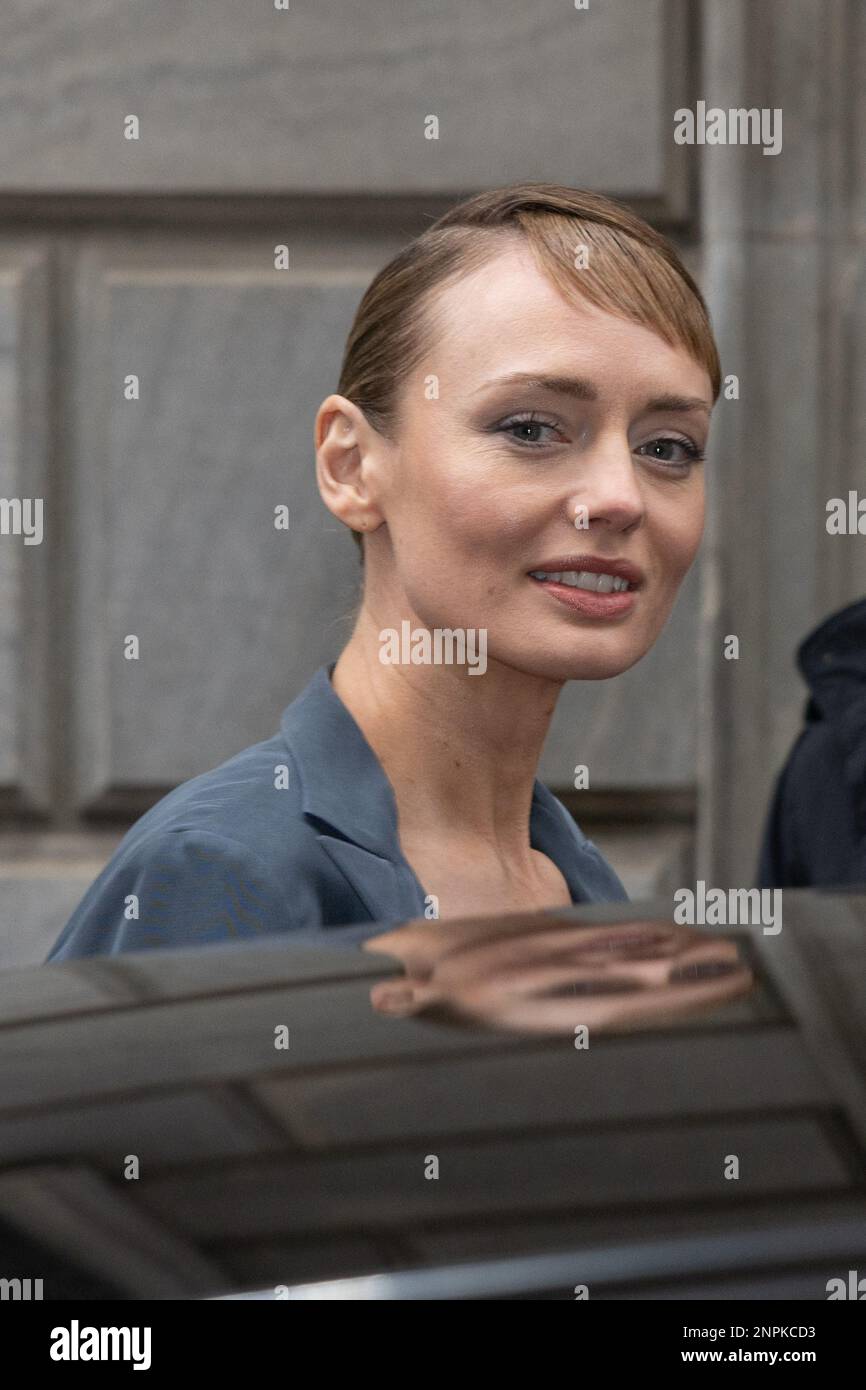 Laura Haddock attends the Armani fashion show during Milan Fashion Week ...