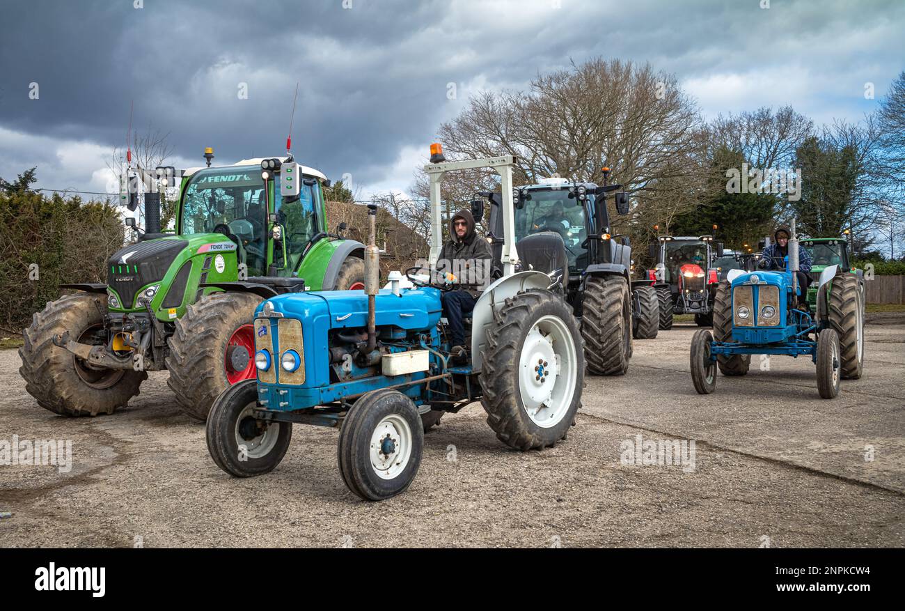 Wisborough Green, UK, 26 Feb 2023. Participants in a vintage and modern ...