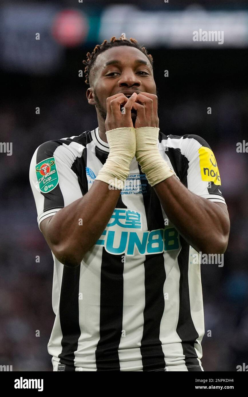 Newcastle's Allan Saint-Maximin reacts during the English League Cup ...
