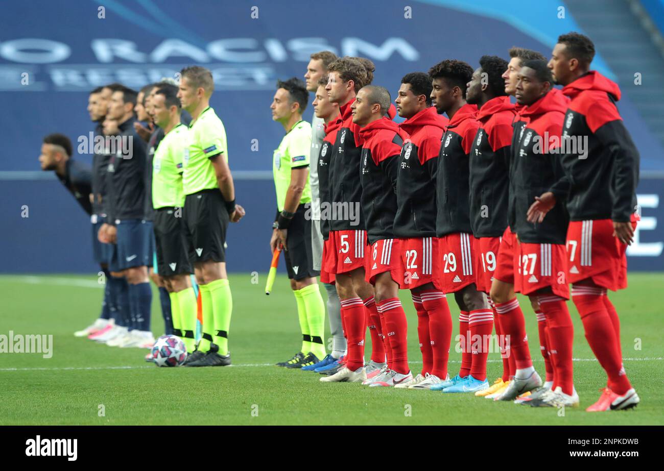 Teams line up prior the start of the Champions League final soccer ...