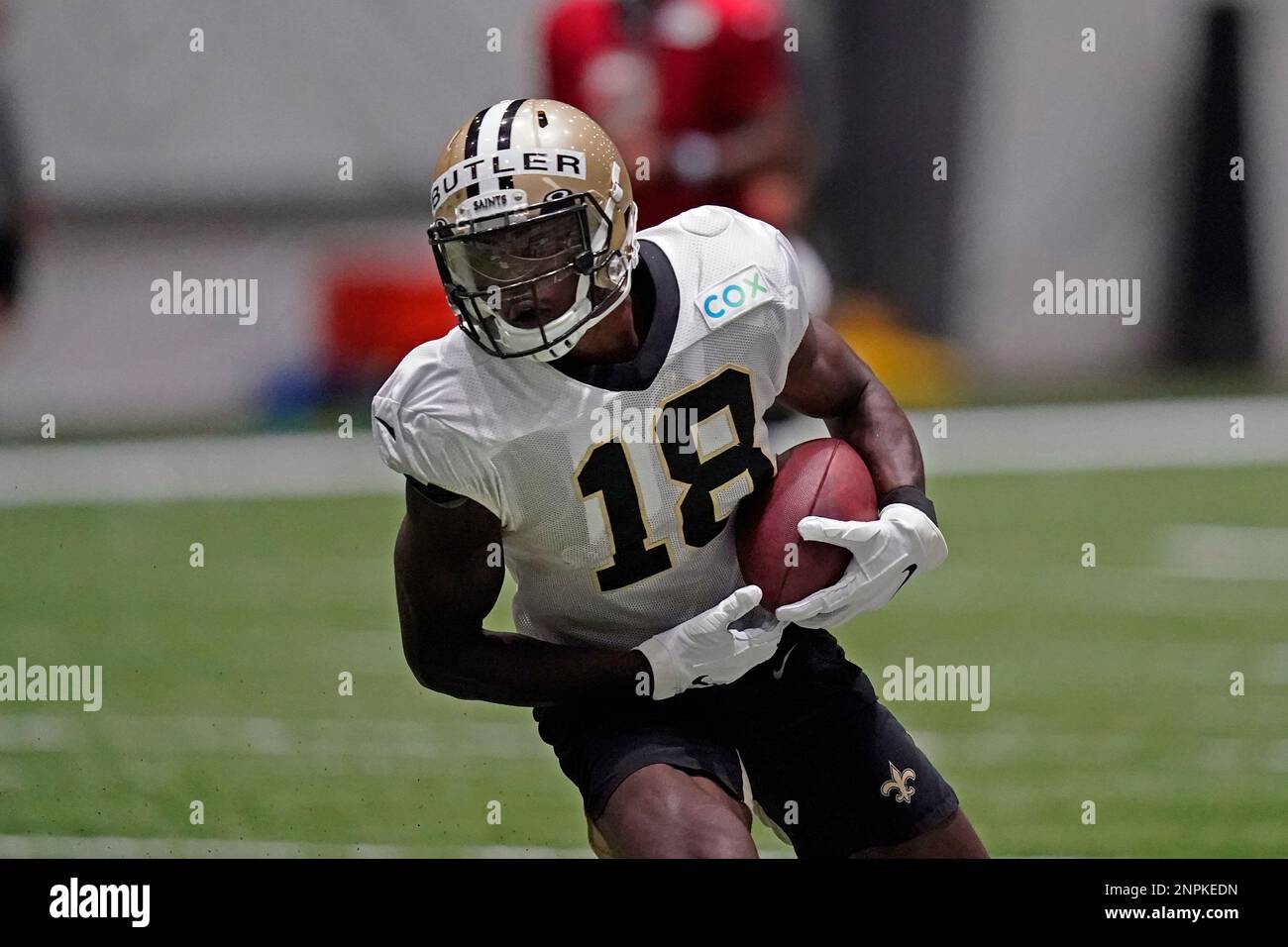 New Orleans Saints wide receiver Emmanuel Butler (18) goes through ...