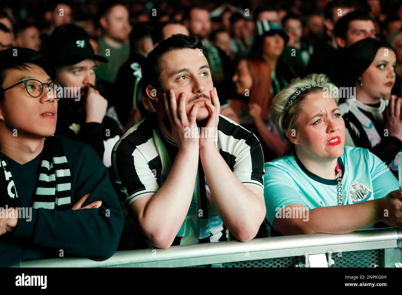 Fans at NX Newcastle appear dejected watch the Carabao Cup Final match ...