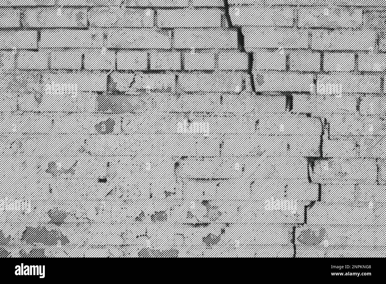 Lines that makes a texture of cracked brick wall. Vector background ...