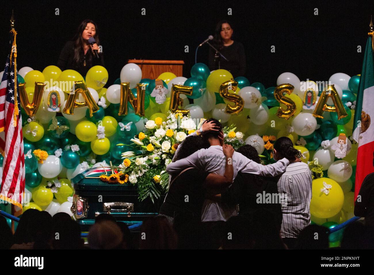 Alma García embraces Juan Cruz, the fiancé of Spec. Vanessa Guillén at ...