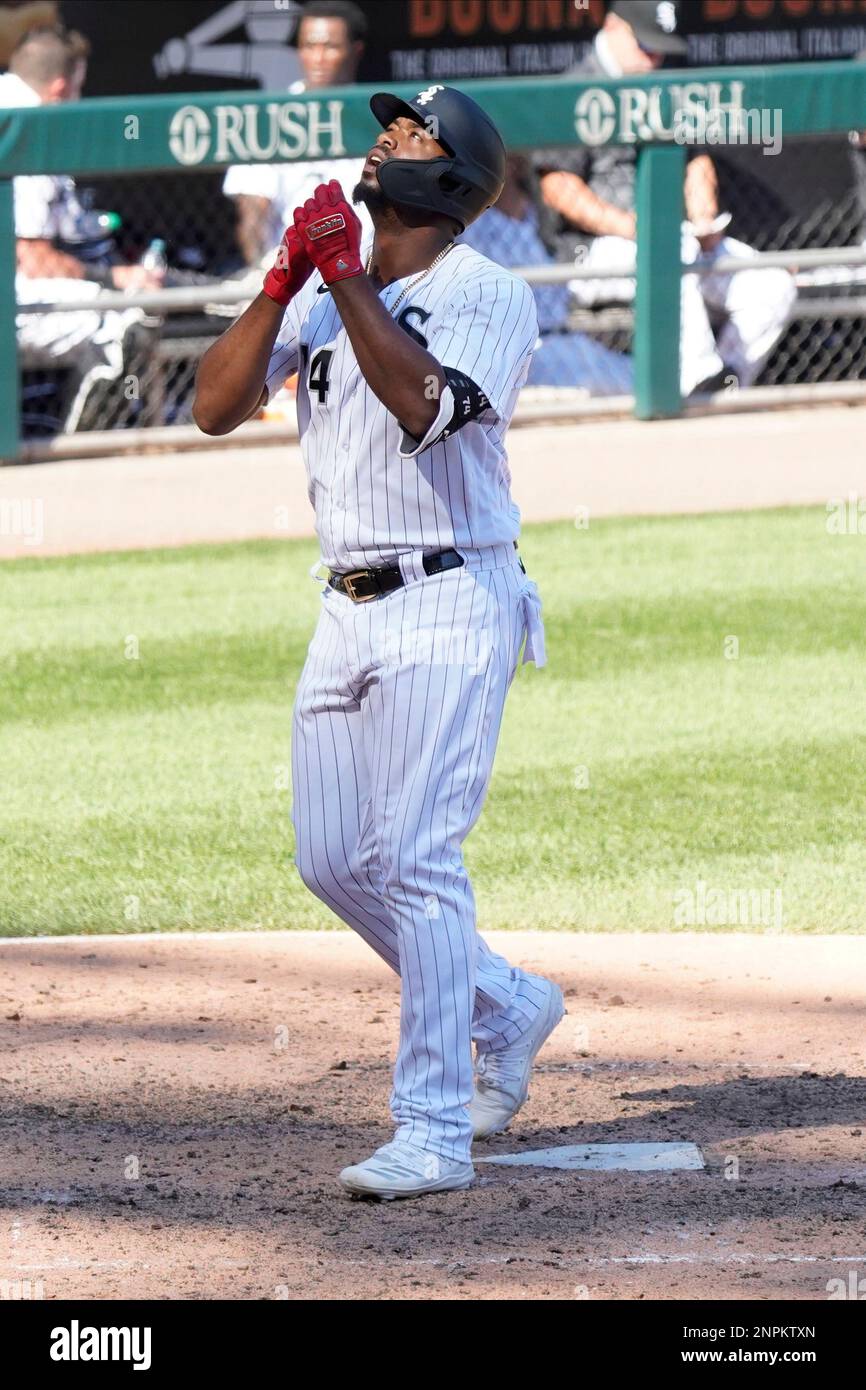CHICAGO, IL - AUGUST 20: Chicago White Sox left fielder Eloy Jimenez ...