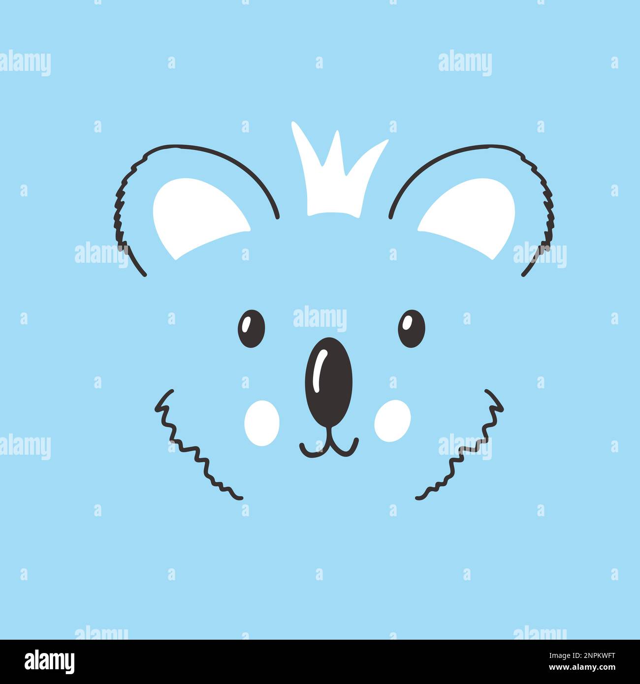 Cute Koala face. Cartoon animal simple portrait, vector illustration ...