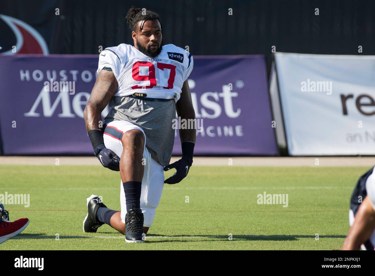 Houston Texans defensive end Angelo Blackson (97) stretches during an ...