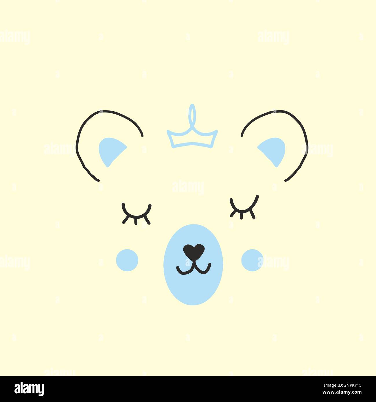 Cute Bear face. Cartoon animal simple portrait, vector illustration ...