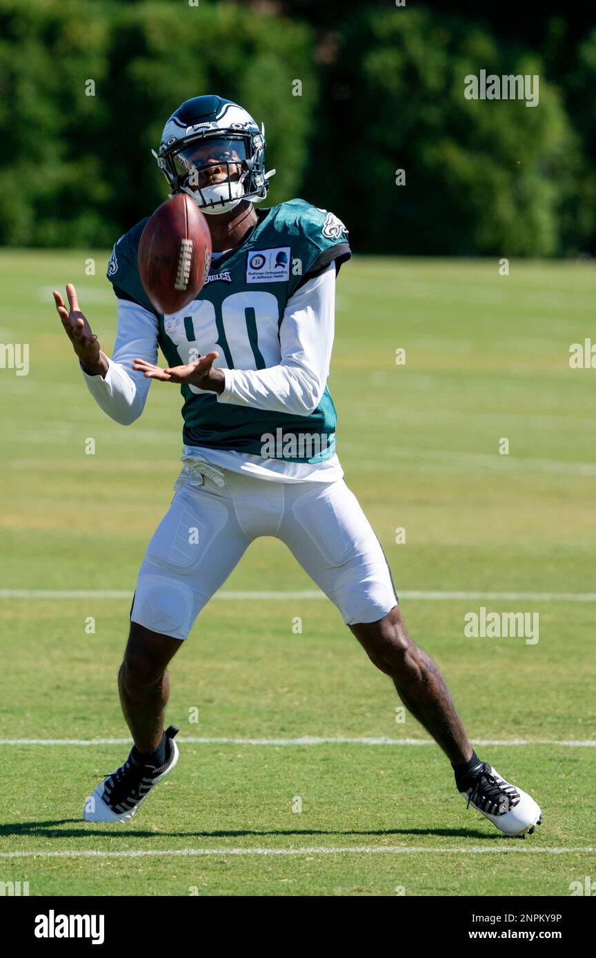 Philadelphia Eagles wide receiver Quez Watkins runs a drill during an ...