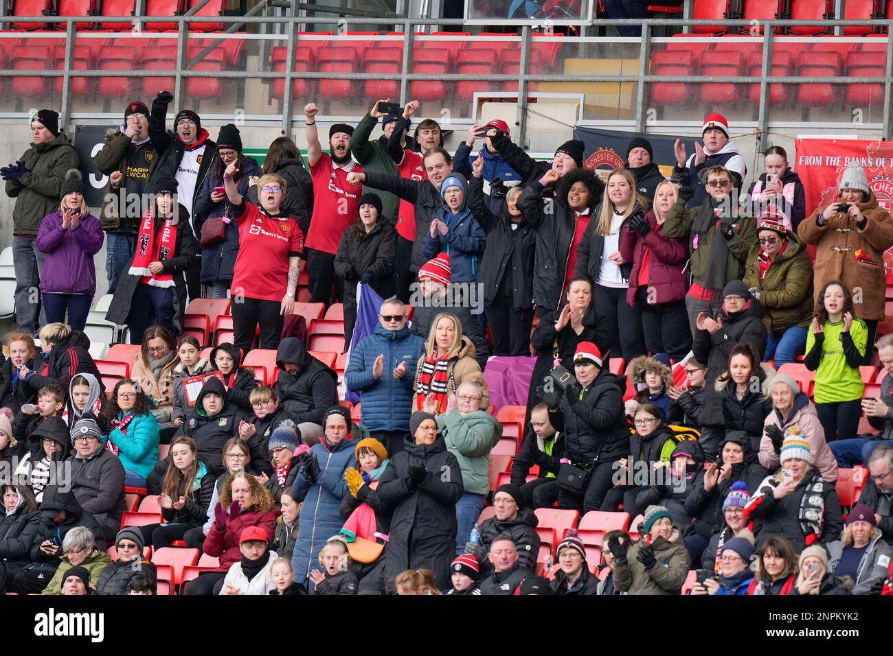 Manchester United Women’s fans cheer on their side during the Vitality ...