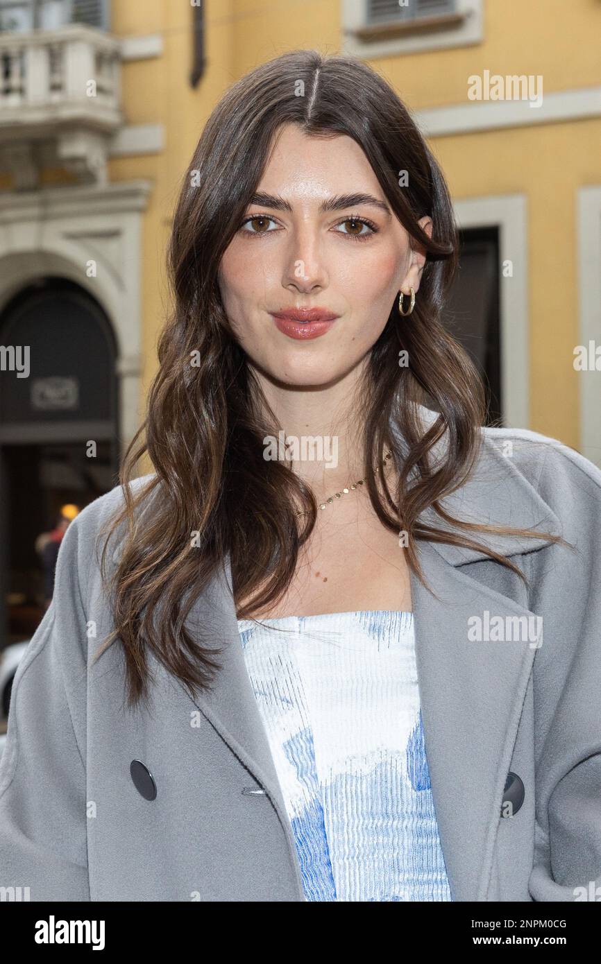 Milano, Italy. 26th Feb, 2023. Kyra Kennedy arrives at Giorgio Armani ...