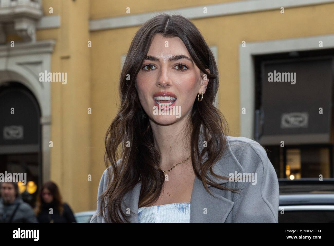 Milano, Italy. 26th Feb, 2023. Kyra Kennedy arrives at Giorgio Armani ...