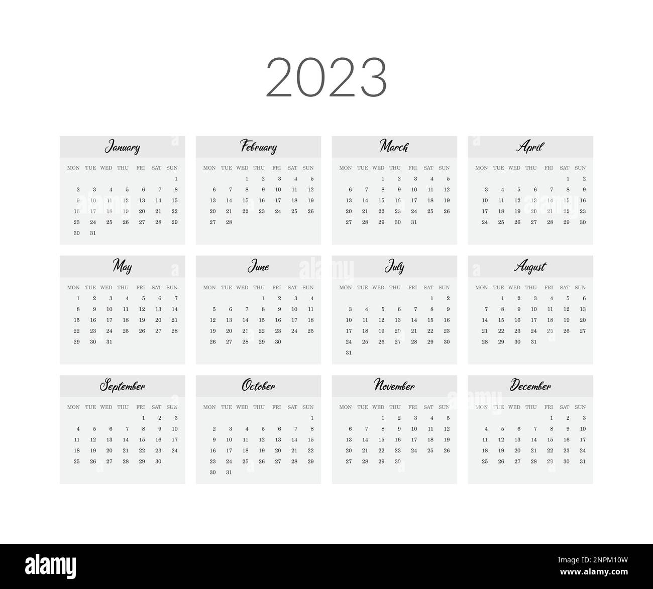 2023 year calendar template. Vector illustration Stock Vector Image ...