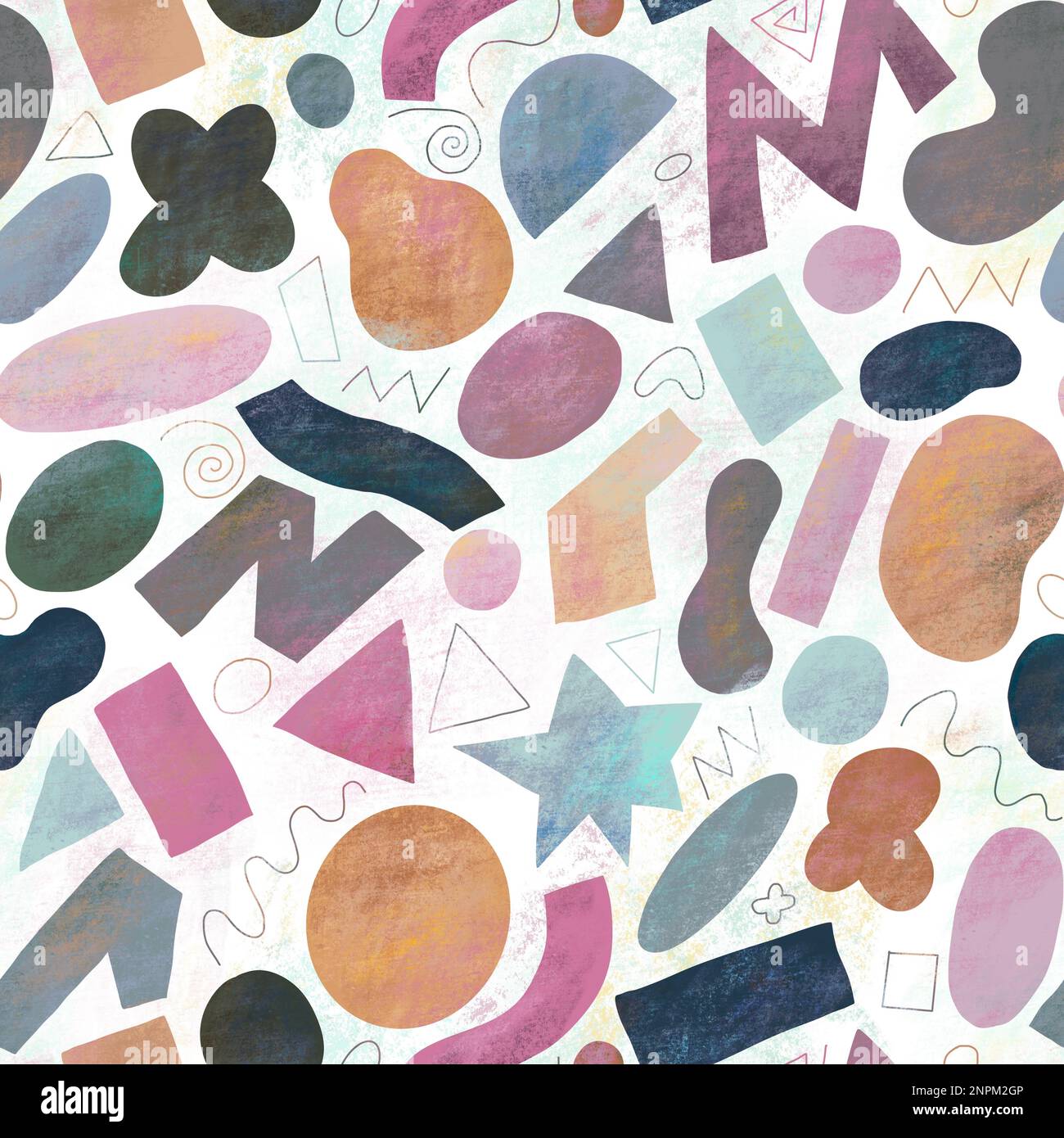 Creative seamless pattern with different shapes and textures. Cartoon ...