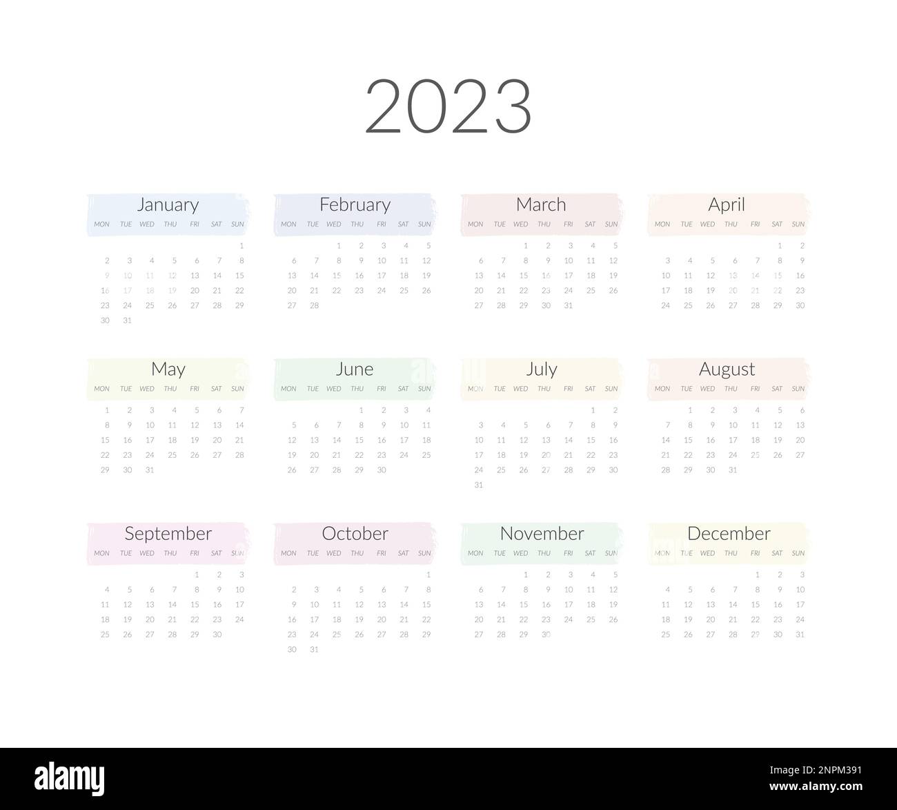 2023 year calendar template. Vector illustration Stock Vector Image ...
