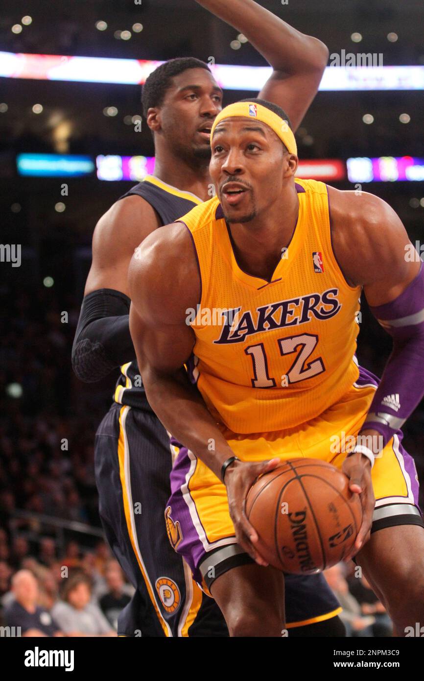 Los Angeles Lakers center Dwight Howard (12) makes a move with the ...
