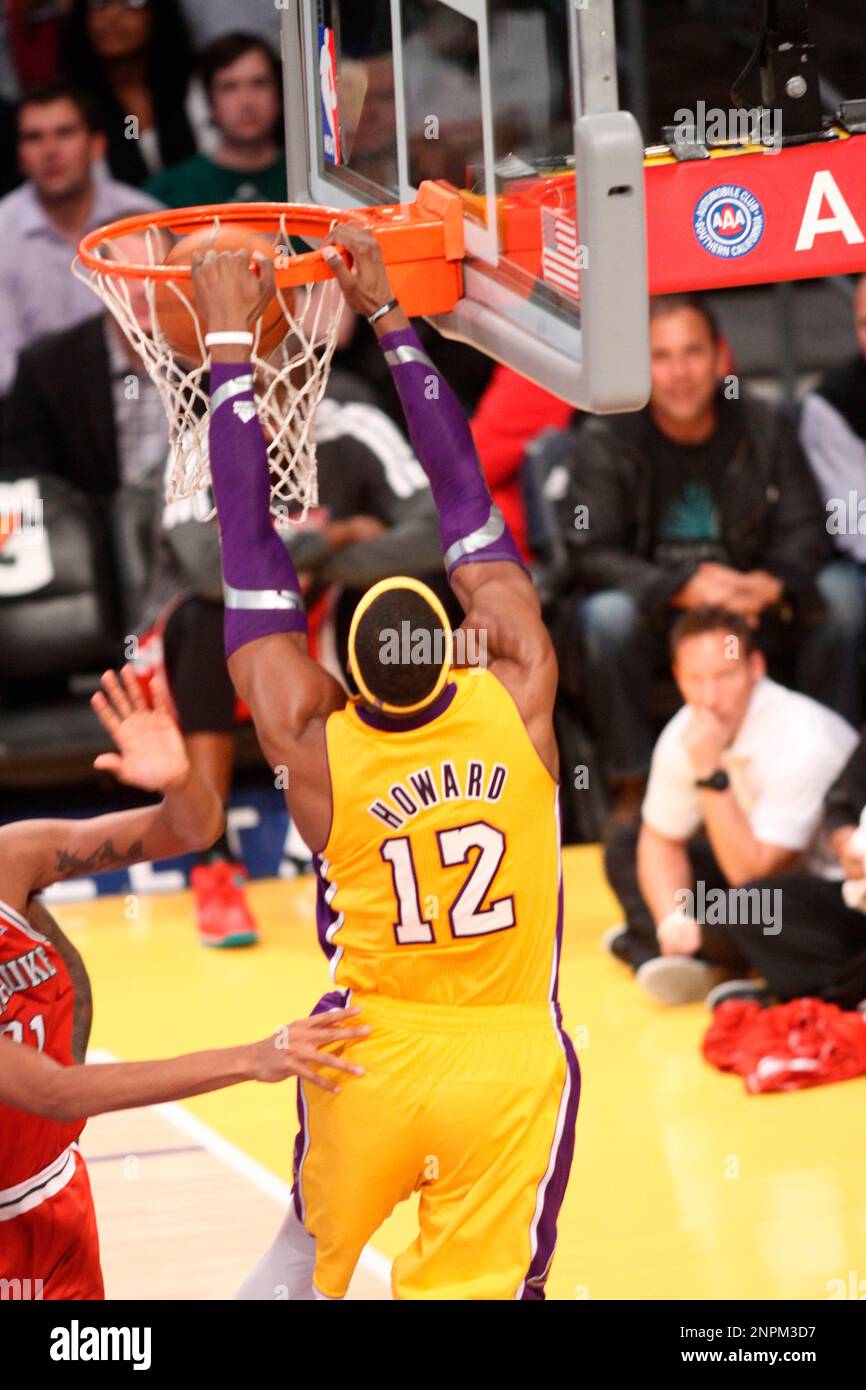 Los Angeles Lakers center Dwight Howard (12) makes a move with the ...
