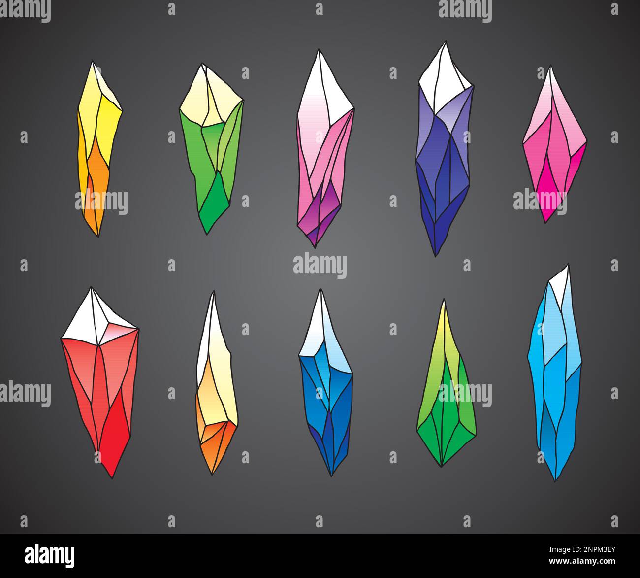 Crystals and natural minerals collection. Gemstones set. Game UI icons ...