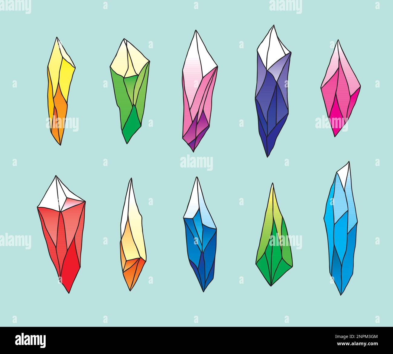 Crystals and natural minerals collection. Gemstones set. Game UI icons ...