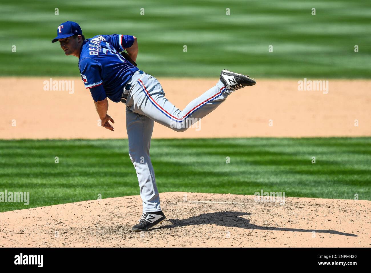 DENVER, CO - AUGUST 16: Texas Rangers relief pitcher Wes Benjamin (75 ...