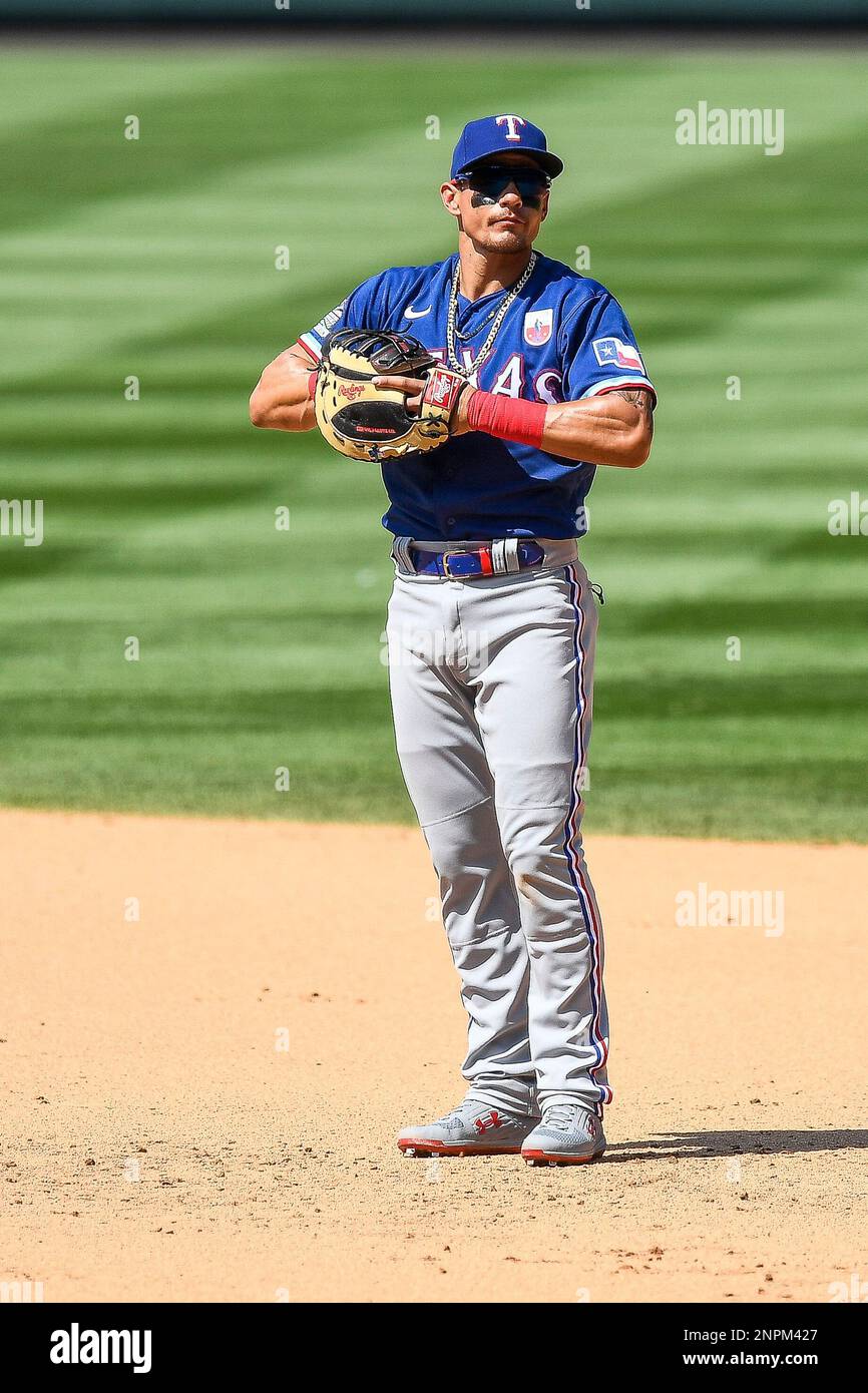 DENVER, CO - AUGUST 16: Texas Rangers first baseman Derek Dietrich (32 ...