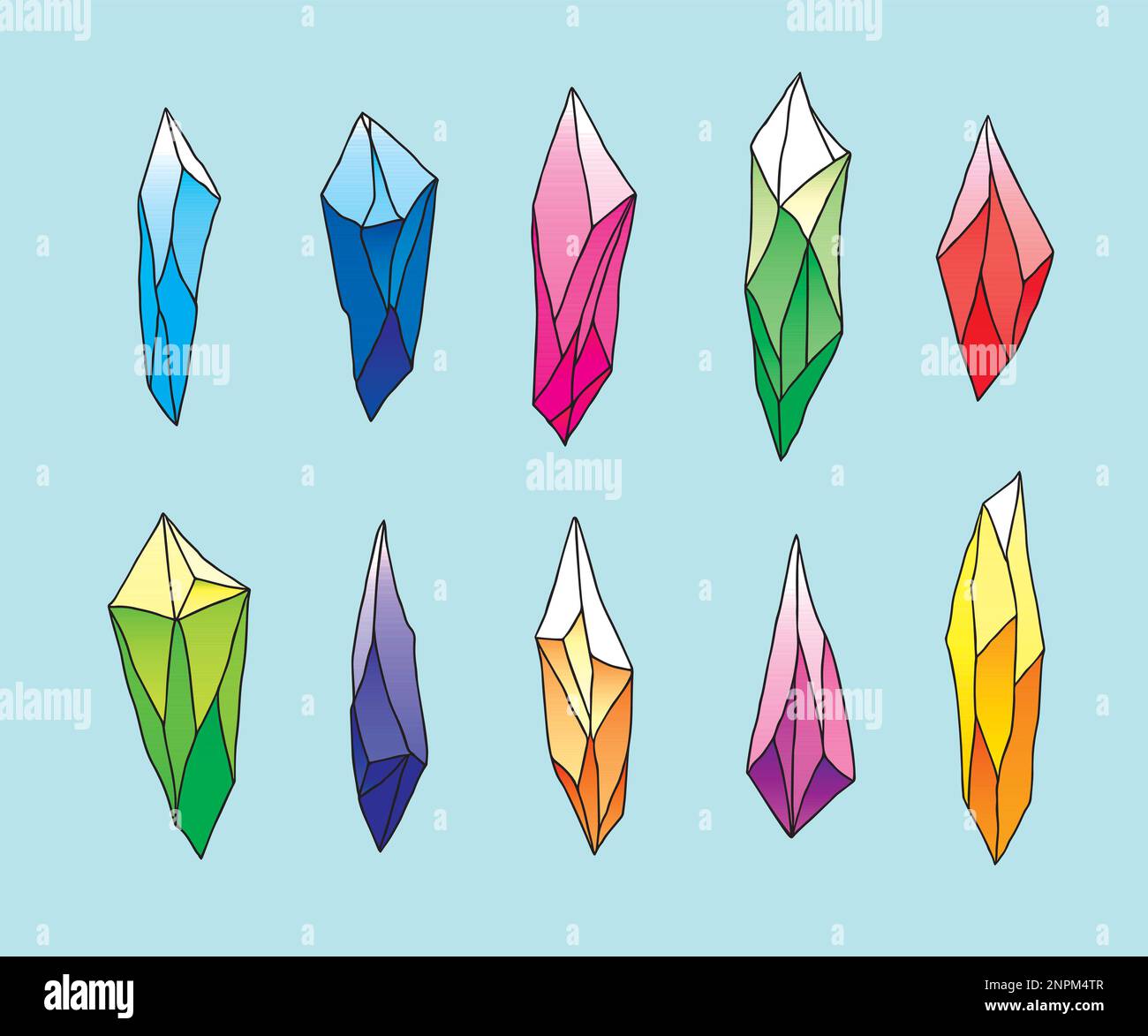 Crystals and natural minerals collection. Gemstones set. Game UI icons ...