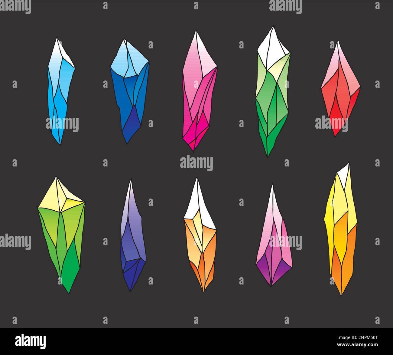 Crystals and natural minerals collection. Gemstones set. Game UI icons ...