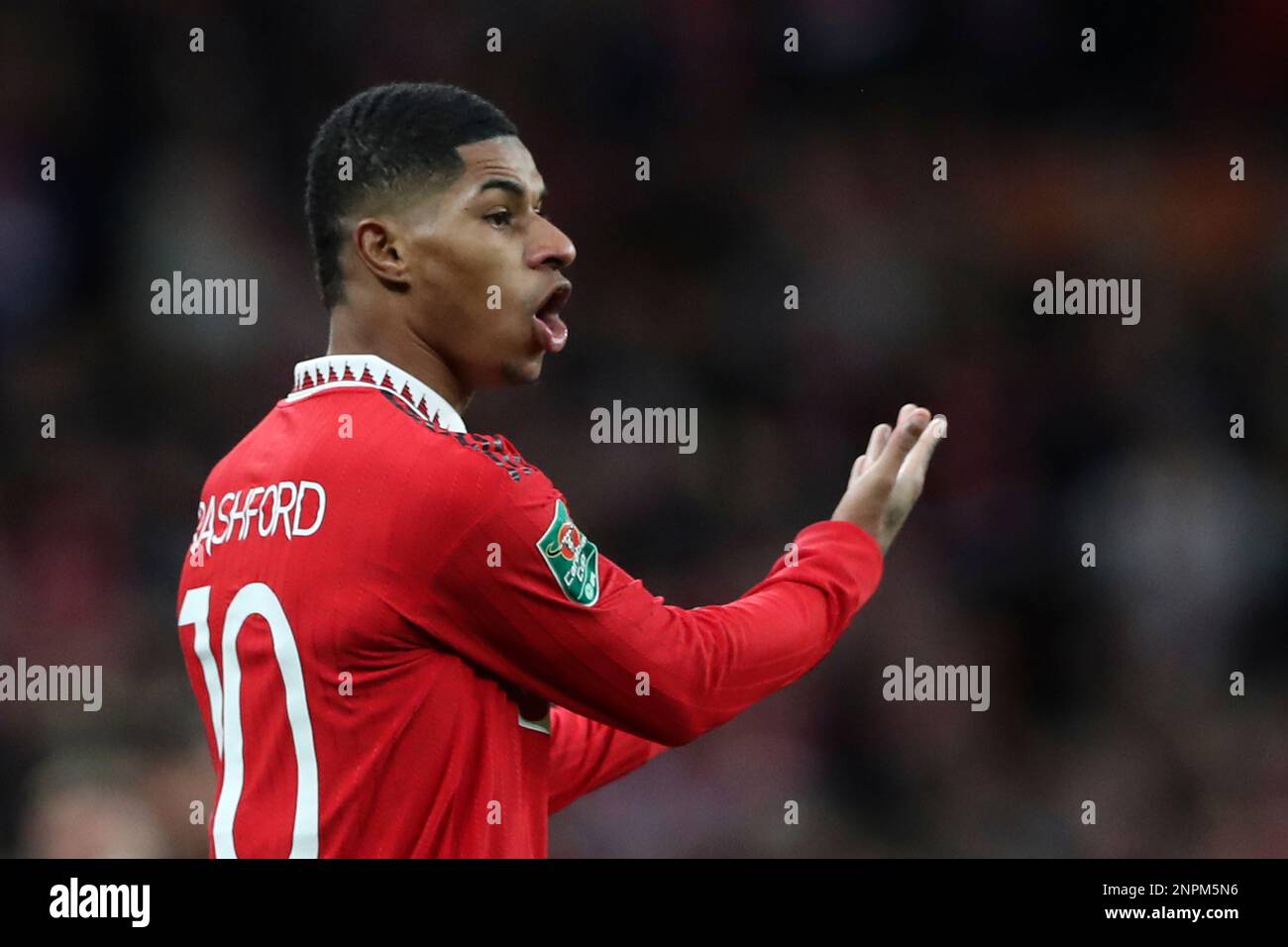 Manchester United's Marcus Rashford gestures during the English League ...