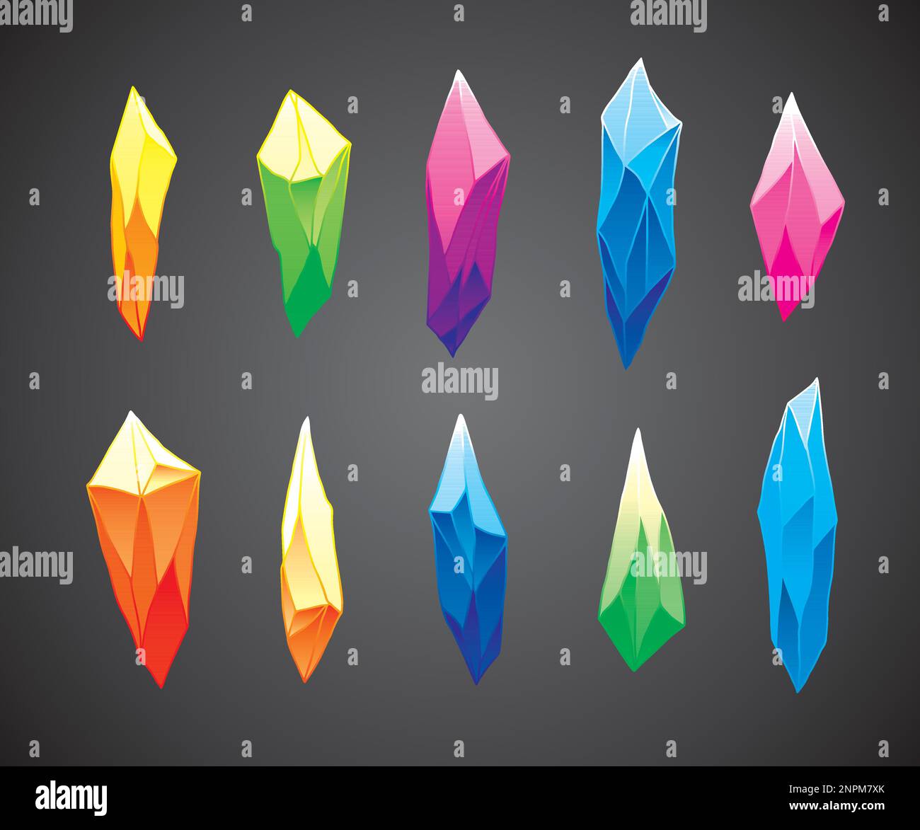 Crystals and natural minerals collection. Gemstones set. Game UI icons ...