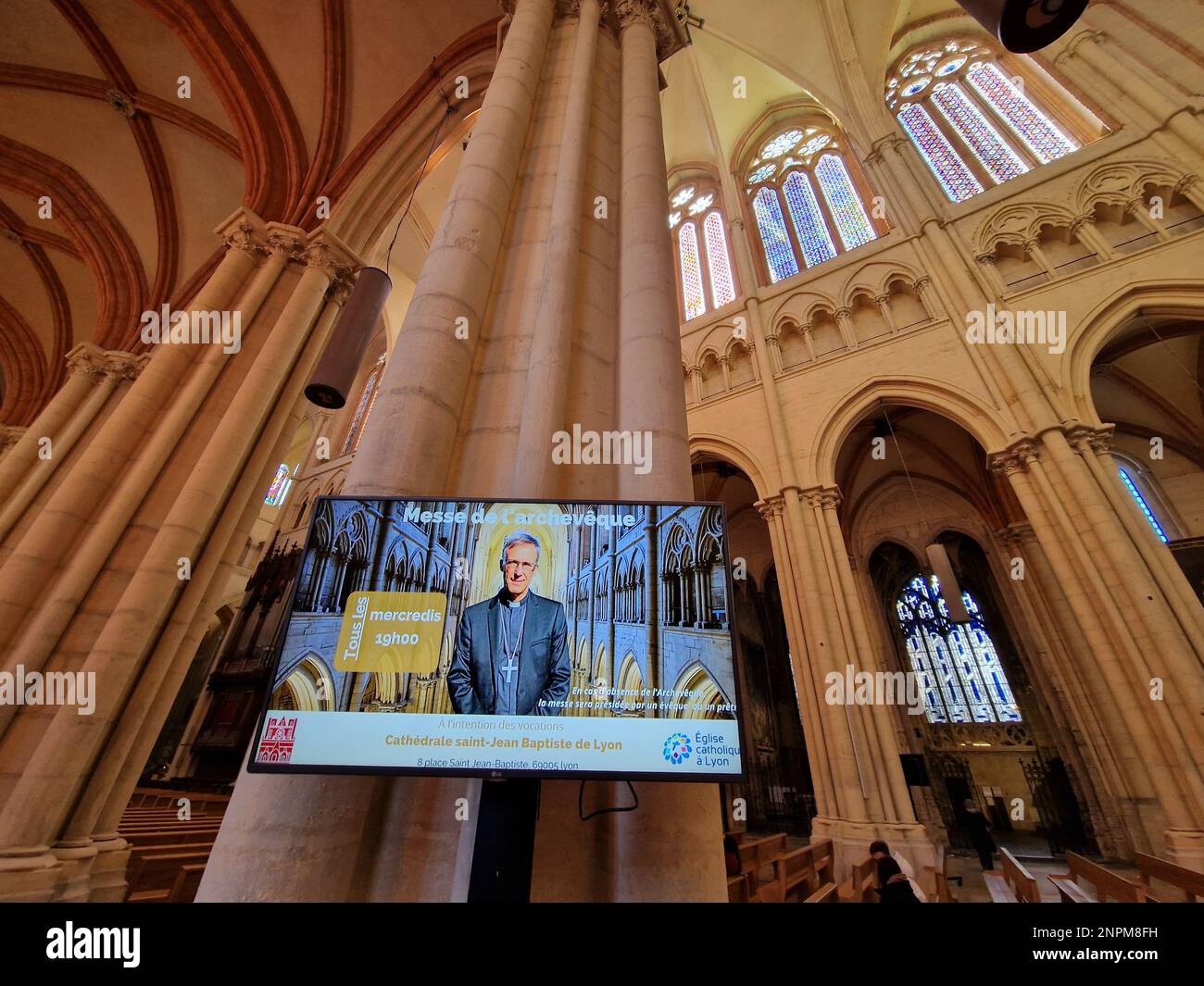 Saint-Jean cathedral, interior view, Lyon, France Stock Photo - Alamy
