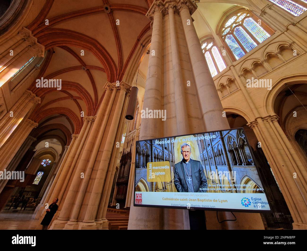 Saint-Jean cathedral, interior view, Lyon, France Stock Photo - Alamy