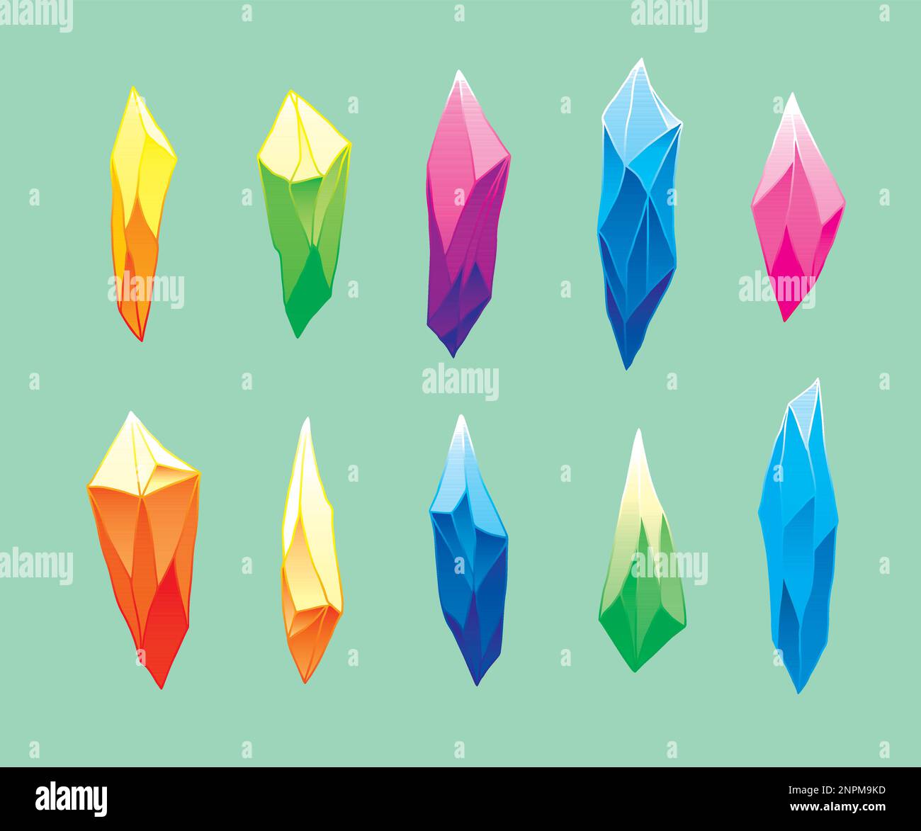 Crystals and natural minerals collection. Gemstones set. Game UI icons ...