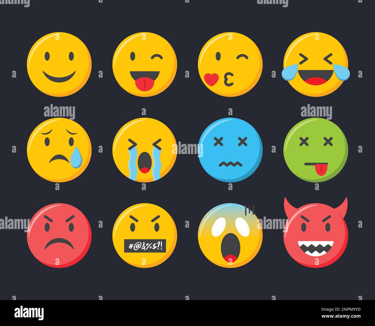 Emoji icons set. Emoticons collection vector illustration Stock Vector ...