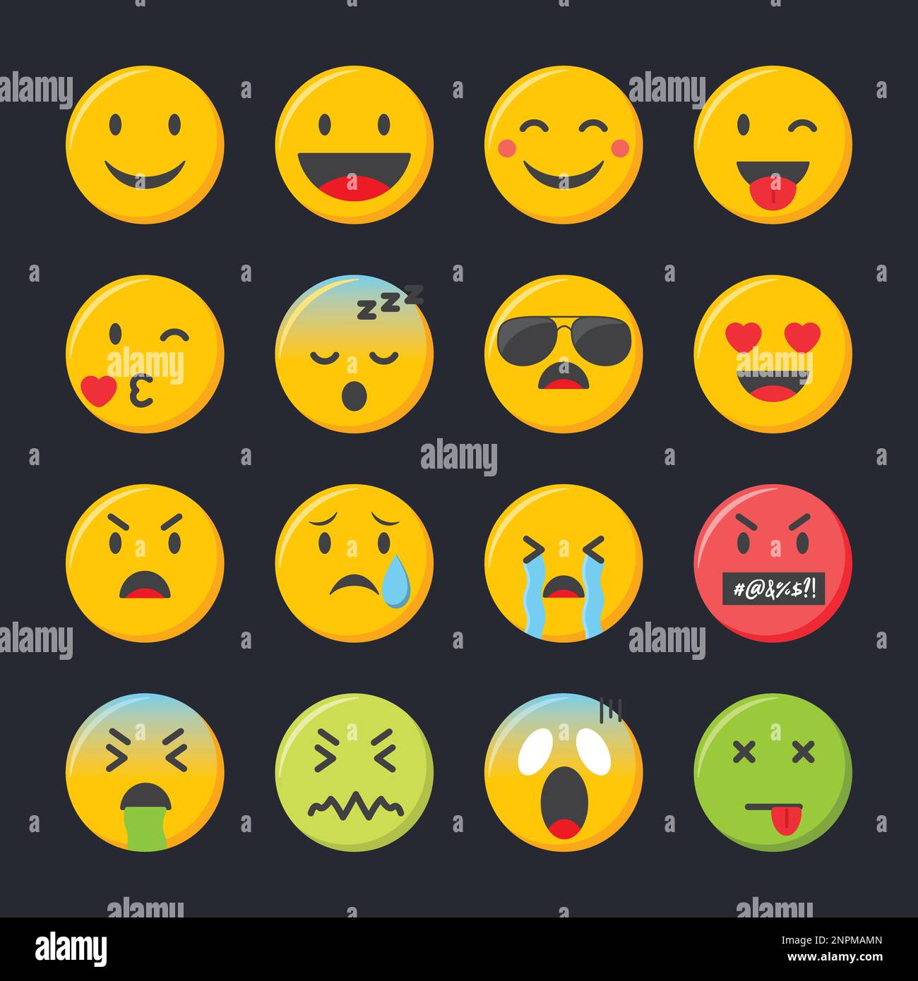 Emoji icons set. Emoticons collection vector illustration Stock Vector ...
