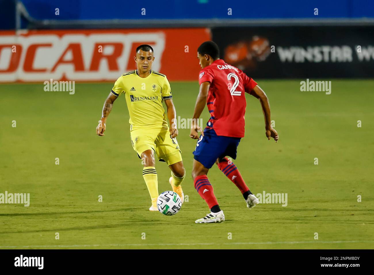 FRISCO, TX - AUGUST 16: Nashville SC midfielder Randall Leal (8) and FC ...