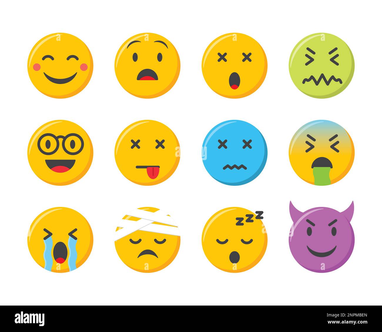 Emoji icons set. Emoticons collection vector illustration Stock Vector ...