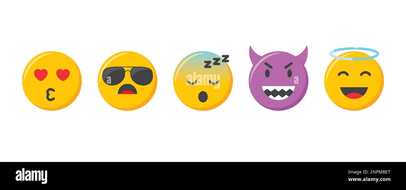 Emoji icons set. Emoticons collection vector illustration Stock Vector ...
