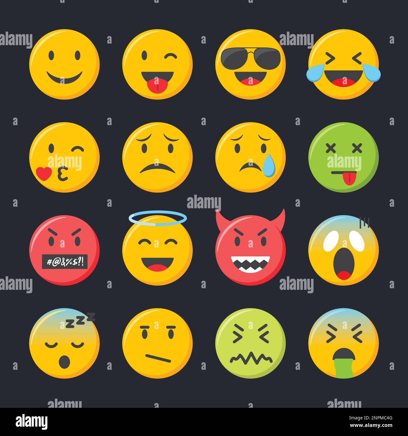 Emoji icons set. Emoticons collection vector illustration Stock Vector ...