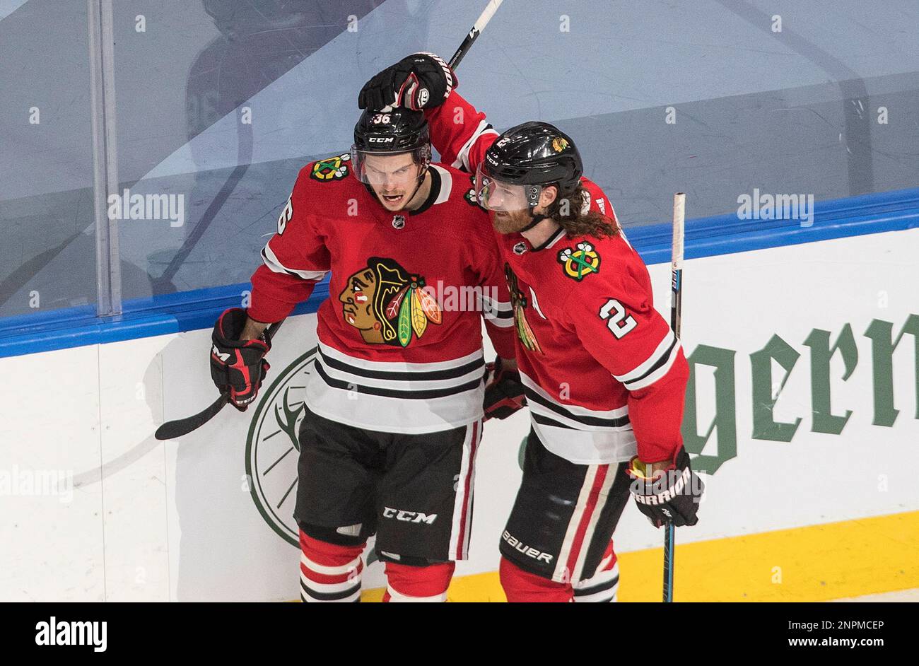 Chicago Blackhawks' Matthew Highmore (36) and Duncan Keith (2 ...