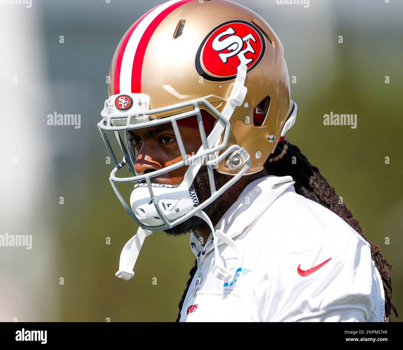 San Francisco 49ers' Richard Sherman (25) paces up and down the ...