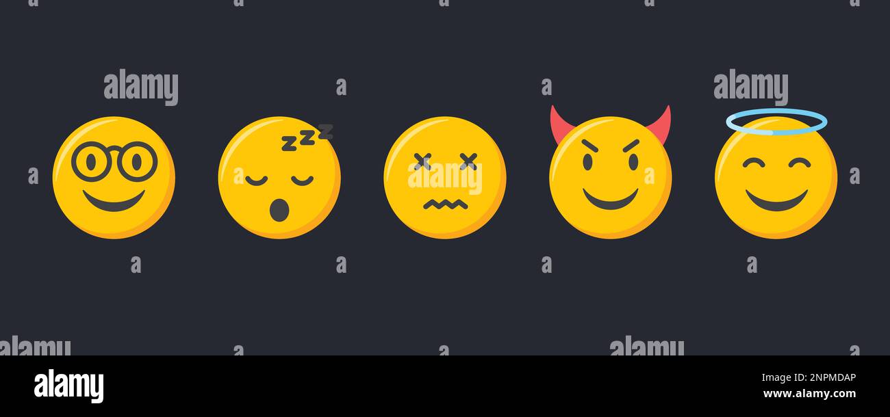 Emoji icons set. Emoticons collection vector illustration Stock Vector ...
