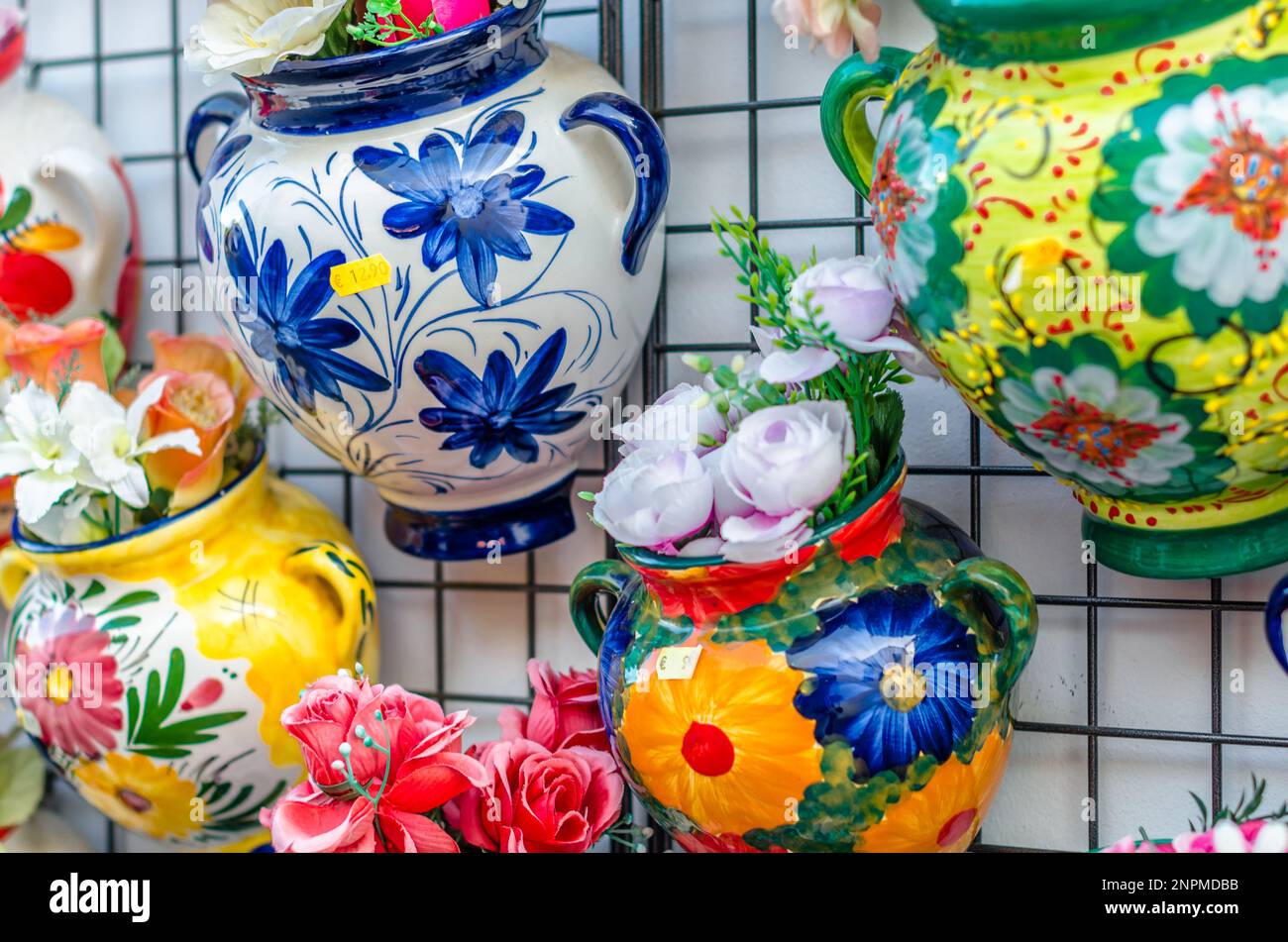 MIJAS, SPAIN - OCTOBER 9, 2021: Souvenir and handicraft shop, with ...