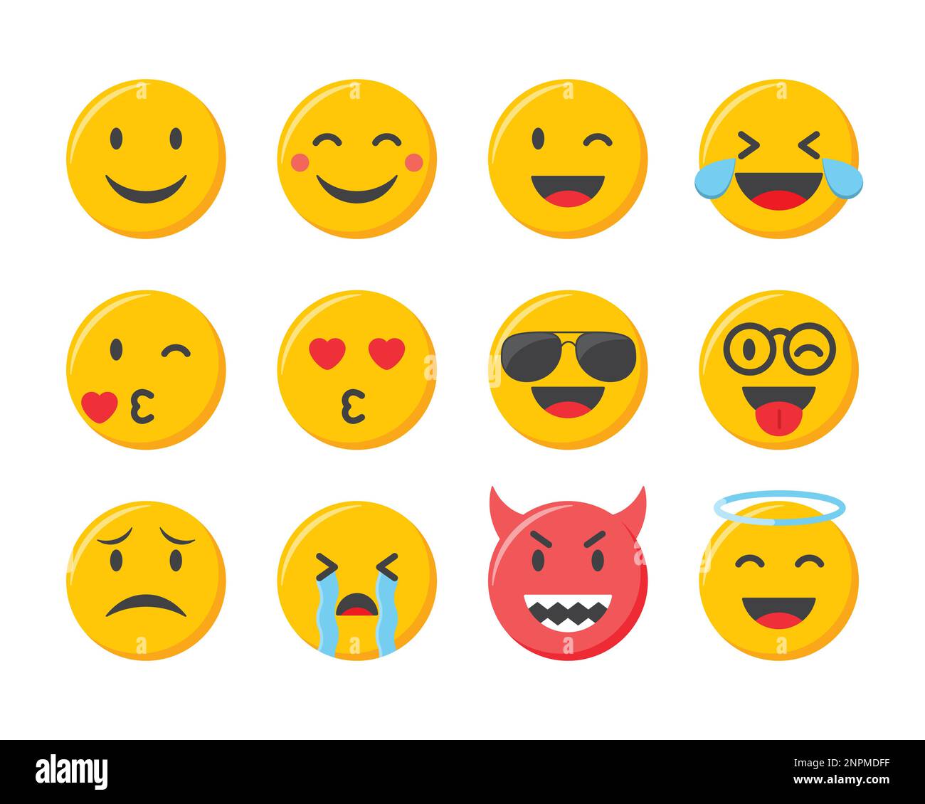 Emoji icons set. Emoticons collection vector illustration Stock Vector ...