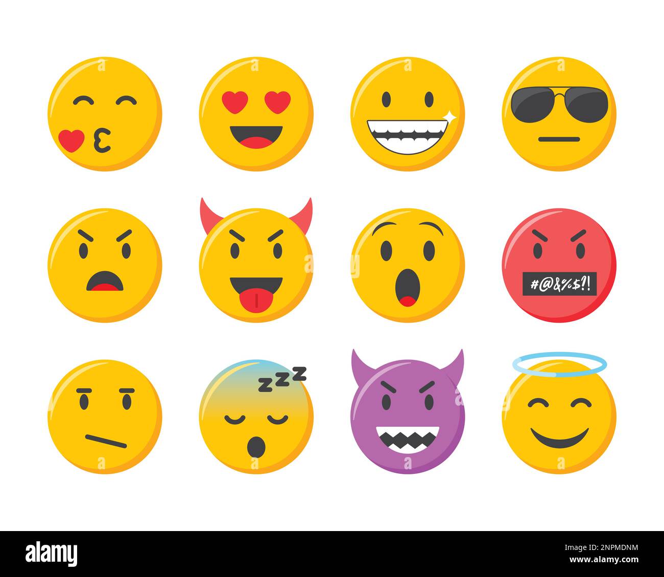 Emoji icons set. Emoticons collection vector illustration Stock Vector ...