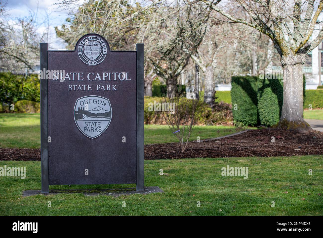 Salem Oregon USA - Feb 10, 2023: Oregon State Capitol Park Sign Stock ...