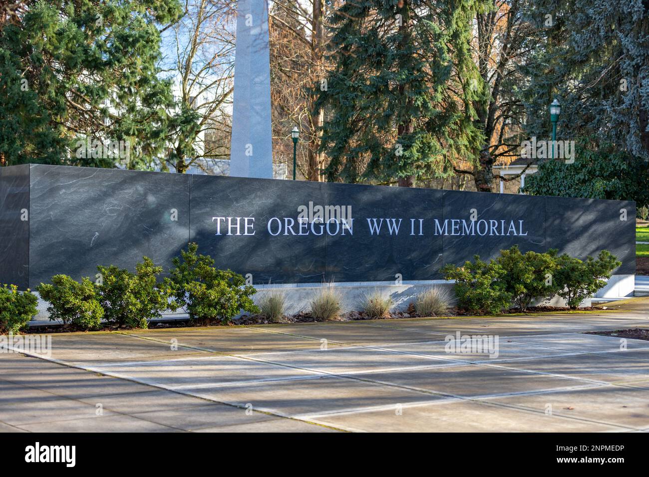 Salem Oregon USA - Feb 10, 2023: The Oregon WW II Memorial at the State ...